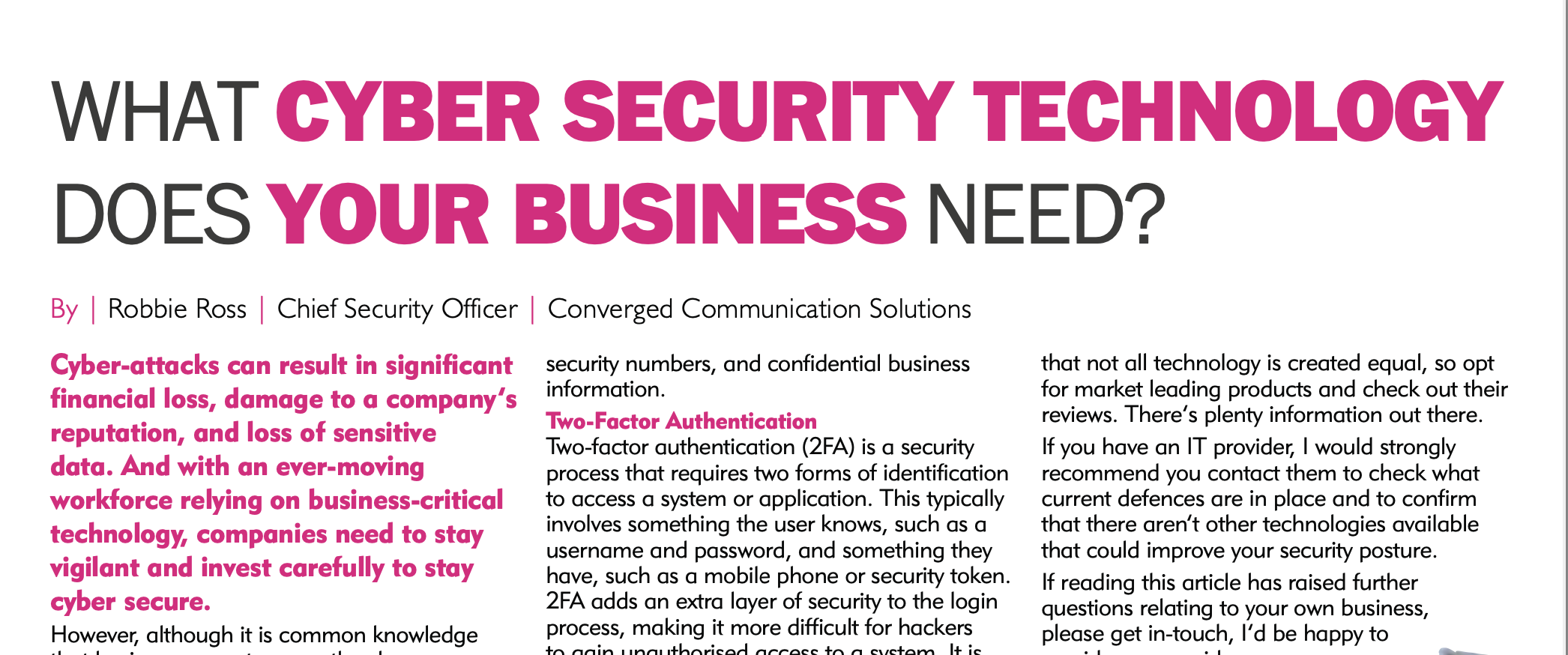 What cyber security technology does your business need?